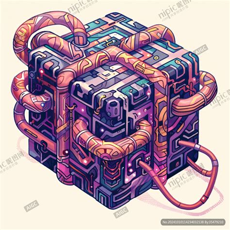 Ai创作图科幻包装图案 欧美科幻风游戏风图案 宝箱插画 宝箱手绘 工业机械风 方盒插画设计 机械风金属风装潢设计 盲盒插画 未来科幻卡通形象 书盒箱包图案 机械感设计 箱子插画 箱包书盒图案