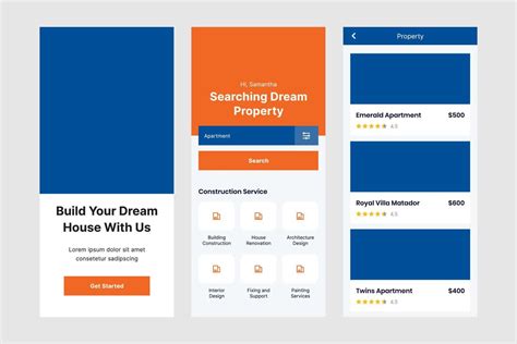 Property Design Application Ui Kit For Android And Ios Mobile Vector Art At Vecteezy