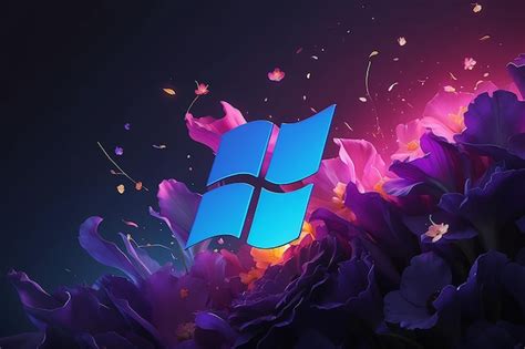 Windows 11 обои с цветущим и светящимся логотипом Премиум Ai