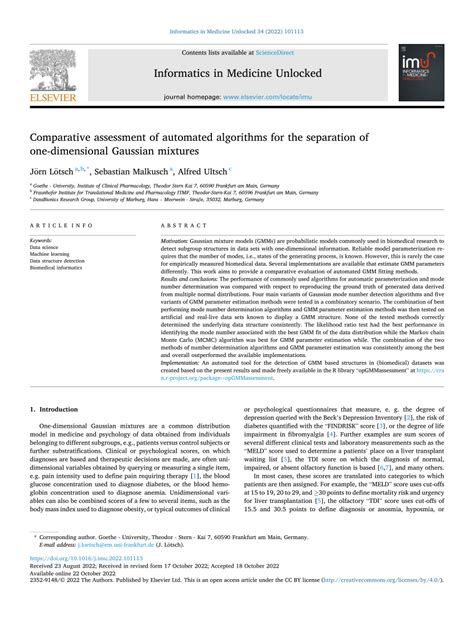 Pdf Comparative Assessment Of Automated Algorithms For The Separation Of One Dimensional