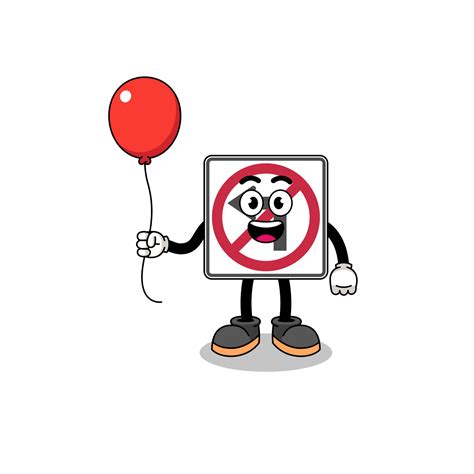 Cartoon Of No Left Turn Road Sign Holding A Balloon 19930259 Vector Art