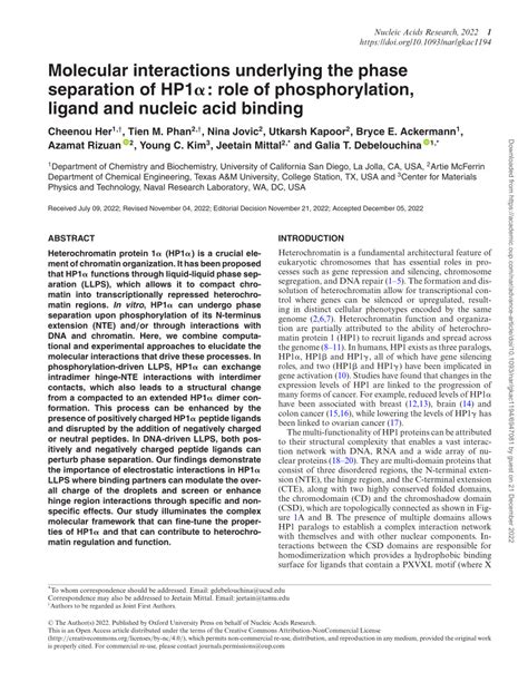Pdf Molecular Interactions Underlying The Phase Separation Of Hp1α