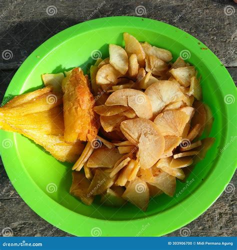 Fried Cassava In Wood Background Royalty Free Stock Image