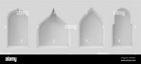 Arab Windows Set On White Wall Background Vector Realistic Illustration Of Traditional Islamic