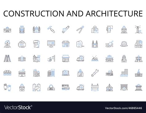 Construction And Architecture Line Icons Vector Image