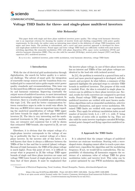 Pdf Voltage Thd Limits For Three And Single Phase Multilevel Inverters