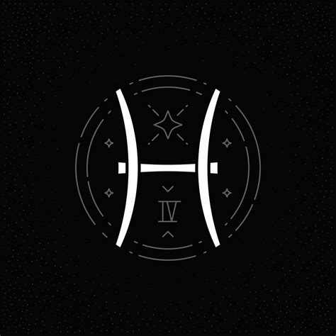 Pisces Zodiac Symbol Astrological Mythology Line Art Vintage Logo
