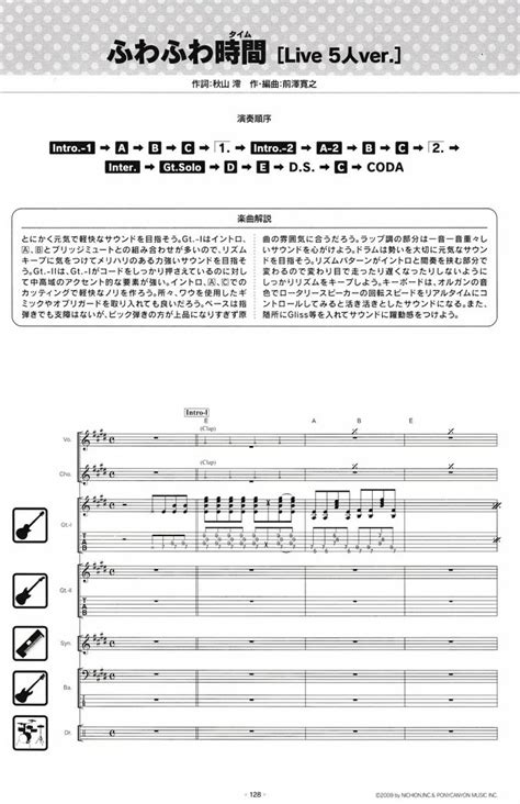 【輕音官方譜】ふわふわ時間 Live 5人ver 輕飄飄時間滑滑蛋
