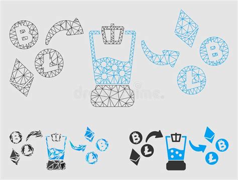 Cryptocurrency Mixer Vector Mesh Network Model And Triangle Mosaic Icon Stock Vector