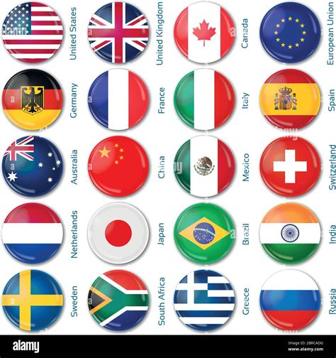 Round Flags Popular Vector Illustration 3 Layers Shadows Flat Flag