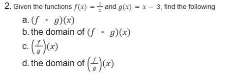 Solved Given the functions f(x)=1x and g(x)=x-3, find the | Chegg.com