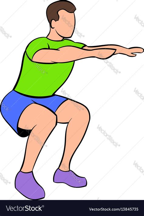 Men Doing Squats Icon Cartoon Royalty Free Vector Image