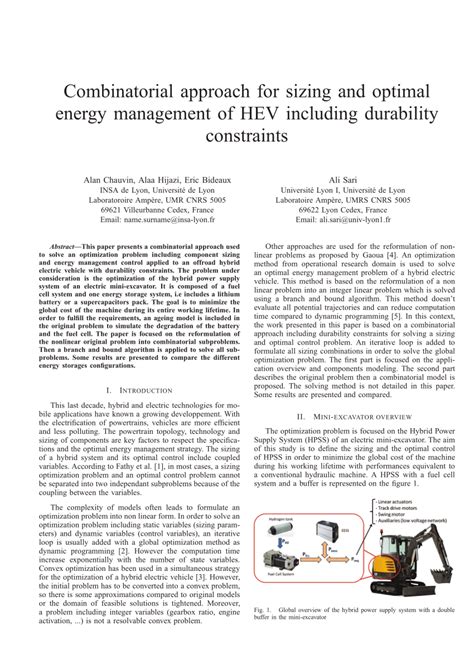 Pdf Combinatorial Approach For Sizing And Optimal Energy Management