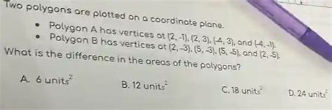 two polygons plotted on coordinate plane polygon has vertices 2 1