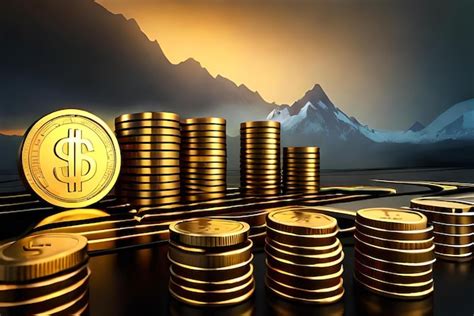 Flecha Creciente De Oro Con Pilas De Dinero De Monedas De Oro