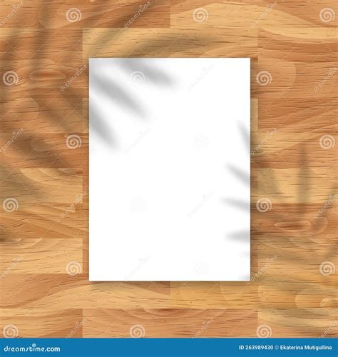 Vector Mockup With Empty White Square Paper Sheet On Natural Wooden