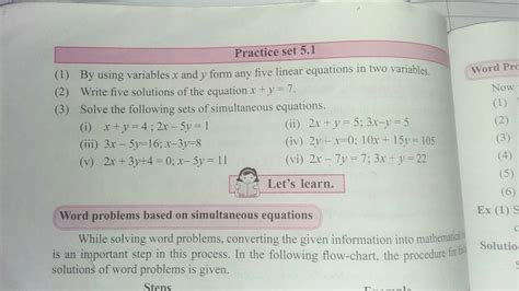 practice set 5 1 1 by using variables x and y form any five linear equa