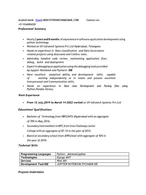 Arafath Shaik 28 Years Pdf Python Programming Language