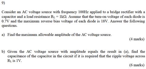 Solved Consider An AC Voltage Source With Frequency Hz Chegg Com