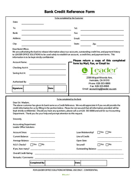 Fillable Online Bank Credit Reference Form Fill Online Printable Fillable Fax Email
