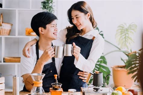 Premium Photo In Kitchen Perfectly Happy Couple Preparing Healthy