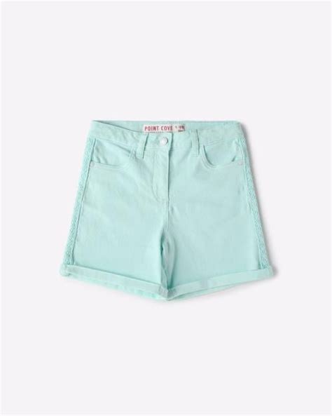Buy Cuffed Denim Shorts With Lace Accent Online At Best Prices In India