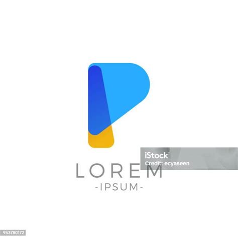 Inisial Huruf P Abstrak Modern Duo Nada Tipografi Vektor Desain