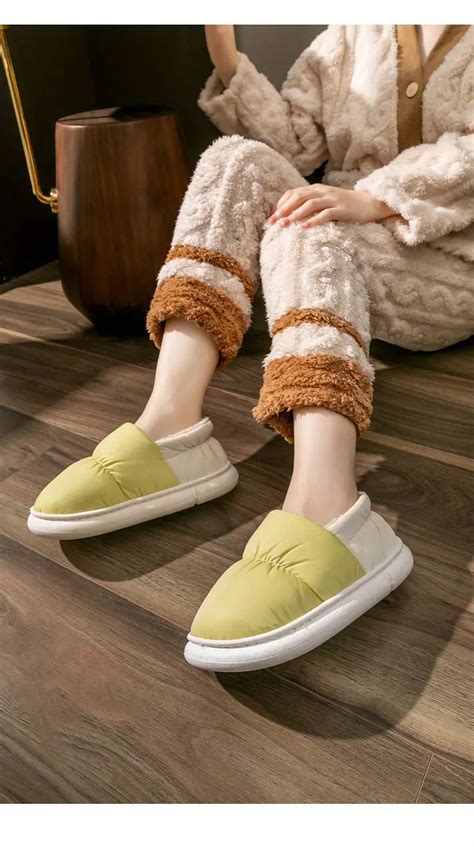 Colorblock Quilted Pattern Slippers Slip Round Toe Non Slip Temu