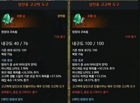 로스트아크 인벤 고고학 유물도구인데 둘중에 뭐가 더 좋나요 로스트아크 인벤 생활 정보 공유 게시판