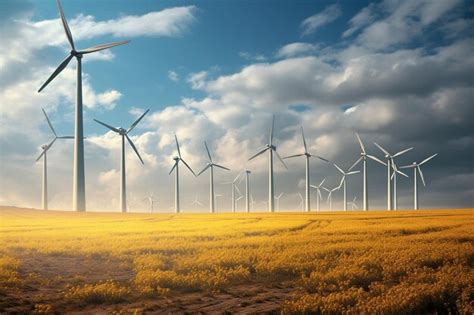 Premium Photo Photo Of Wind Farm Or Wind Park With High Wind Turbines For Generation