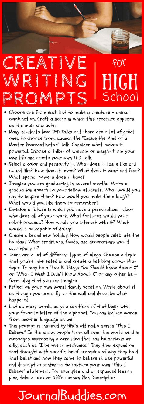 30 Creative Writing Prompts For High Schoolers •