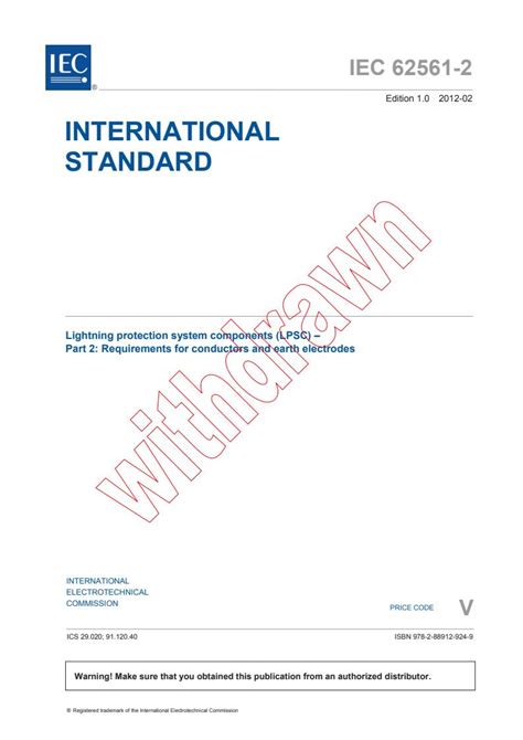 Iec 62561 2 2012 Lightning Protection System Components Lpsc Part