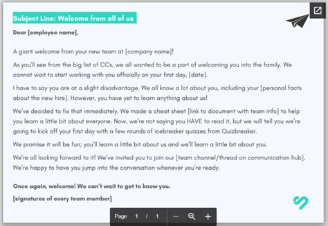 Welcome To The Team Message