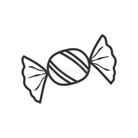 Black And White Candy Icon Clipart In Stroke Outline On White