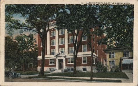 Masonic Temple Battle Creek Mi Postcard
