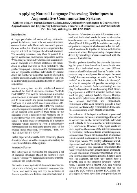 Pdf Applying Natural Language Processing Techniques To Augmentative Communication Systems