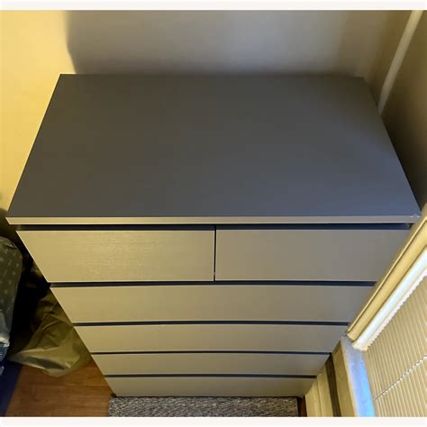 Ikea Malm 6 Drawer Chest In Gray Aptdeco