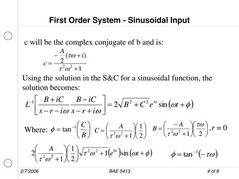 Ppt Response Of First Order Systems To Sinusoidal Input Powerpoint