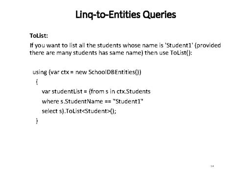 Linq And Entity Framework 1 Entity Framework Writing