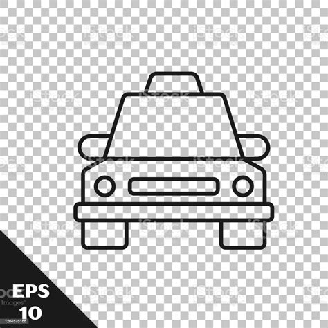 黒線タクシー車のアイコンは透明な背景に分離 ベクトルのイラスト イラストレーションのベクターアート素材や画像を多数ご用意