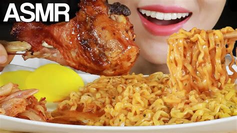Asmr Turkey Leg Carbo Fire Noodles Eating Sounds Mukbang🍗 Youtube