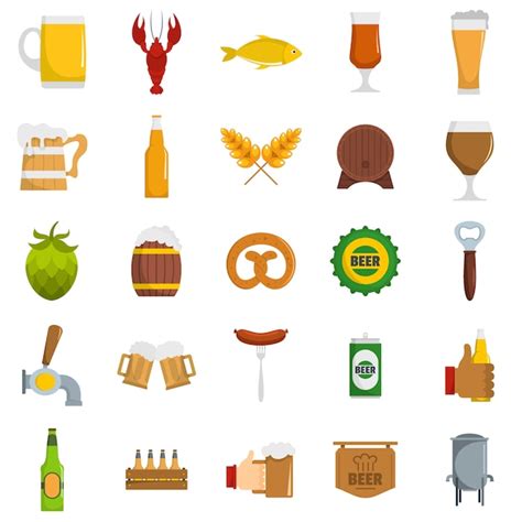 Conjunto De Iconos De Cerveza Vector Premium