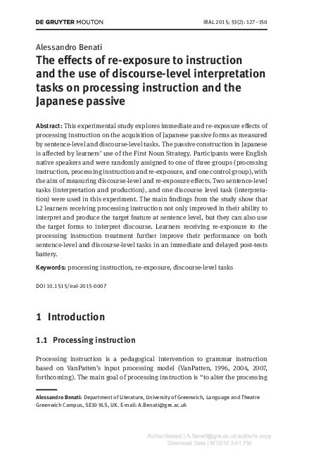 Pdf The Effects Of Re Exposure To Instruction And The Use Of