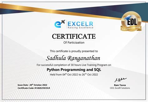 Certificateofcompletion Pythonprogramming Sql Learningjourney
