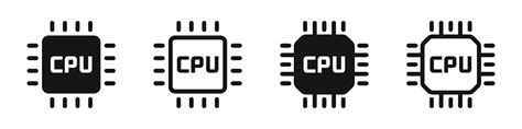 Cpu 칩 아이콘입니다 Cpu 벡터 아이콘입니다 칩 벡터 아이콘 세트입니다 마이크로프로세서 칩 아이콘입니다 프로세서 아이콘입니다 주당순이익 10 Cpu에 대한 스톡 벡터