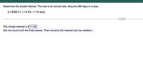 Solved Determine The Simple Interest The Rate Is An Annual