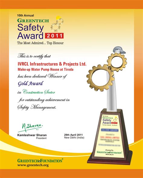 Safety Recognition Certificate Template
