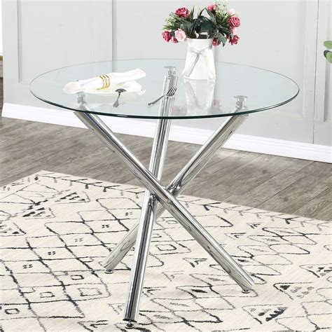 Glass Dining Table Glass Round Dining Table Kitchen Table With Clear Tempered Glass Top Modern