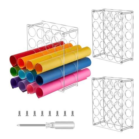 Generic 3 Pack Clear Acrylic Vinyl Roll Storage Rack 20 Holes