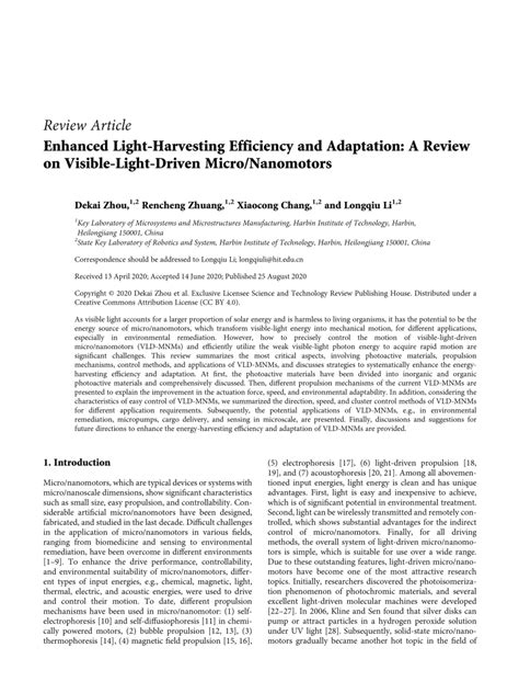 Pdf Enhanced Light Harvesting Efficiency And Adaptation A Review On Visible Light Driven